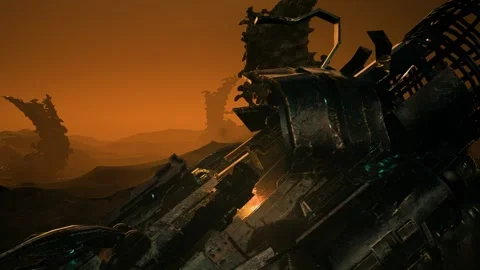 Spaceship Crash Debris on Alien Planet | Stock Video | Pond5