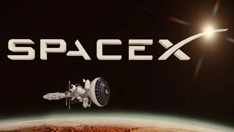SpaceX logo in outer space with Starship... | Stock Video | Pond5