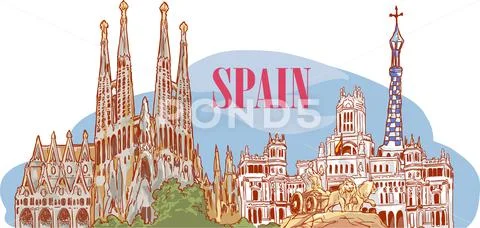 Spain detailed skyline. vector illustration ~ Clip Art #135170799