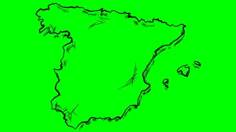 Spain drawing outline map green screen i... | Stock Video | Pond5