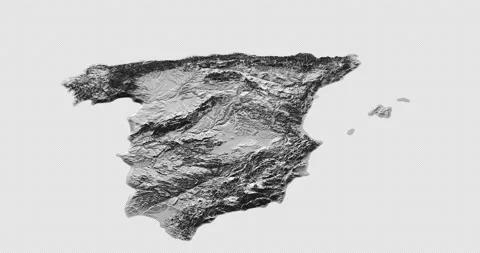 Spain map with 3d relief 4K solid ground | Stock Video | Pond5