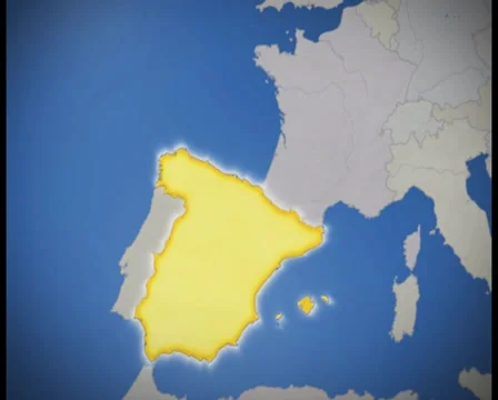 Spain on map of Europe. Country pull out... | Stock Video | Pond5