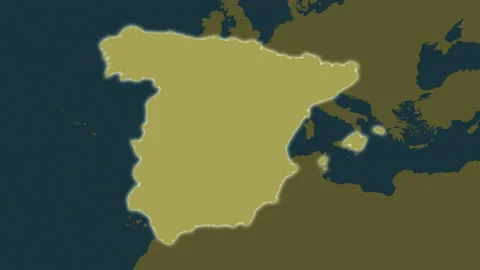 Spain map - extract. Glow. Pattern. Labe... | Stock Video | Pond5