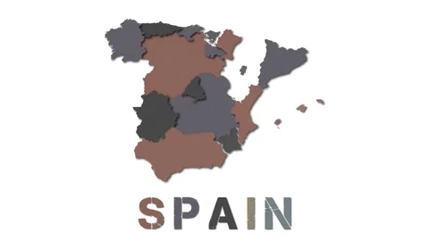 Spain map with paper regions. Animated c... | Stock Video | Pond5