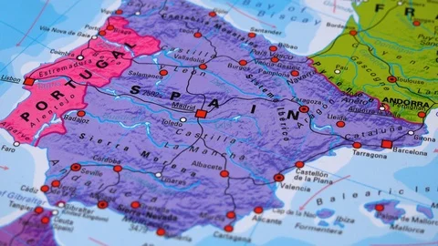 Spain on a political map - closeup | Stock Video | Pond5
