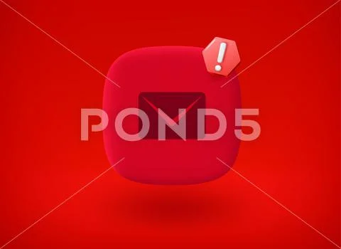 Spam concept. mail button with stop sign. 3d vector illustration ...