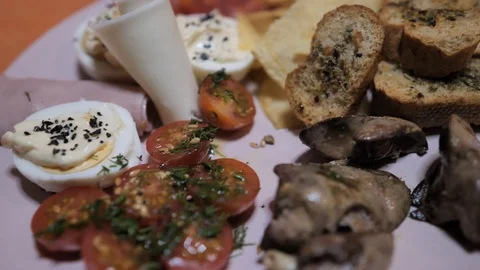 Spanish Chef snackes rotating food plate... | Stock Video | Pond5