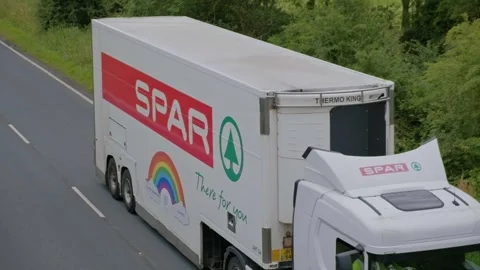 Spar supermarket lorry on countryside ro... | Stock Video | Pond5