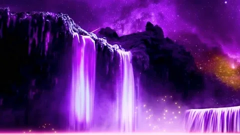 sparkling purple waterfall | Stock Video | Pond5