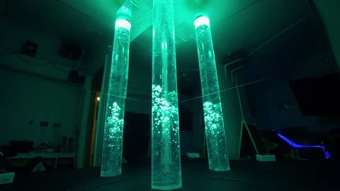 Sparkly grand blue bubble column sensory... | Stock Video | Pond5