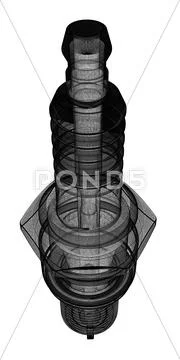 Sparkplug, body structure, wire model on background Illustration #53847516