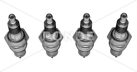 Sparkplugs, body structure, wire model on background: Royalty Free ...