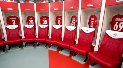 Spartak football team dressing room | Stock Video | Pond5
