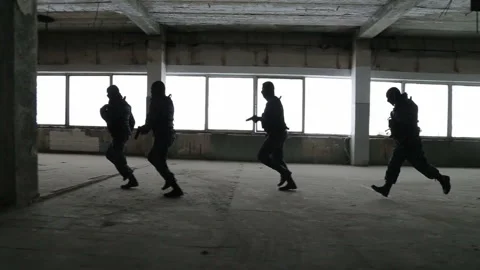 Special forces of police enters the buil... | Stock Video | Pond5