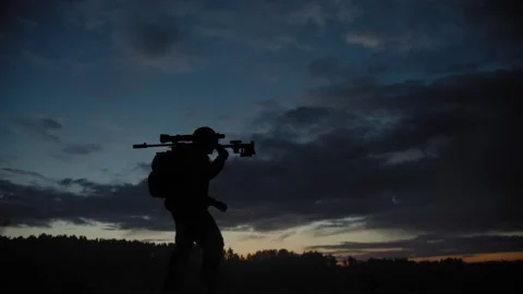 Special forces soldier with a sniper rif... | Stock Video | Pond5