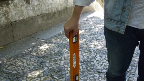 Special tool for measuring the slope of ... | Stock Video | Pond5