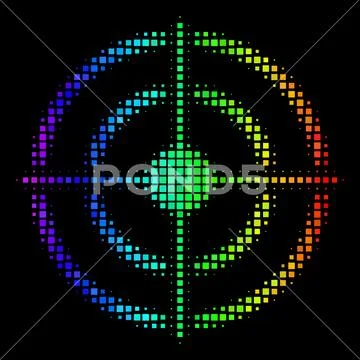 Spectral Colored Pixel Target Bullseye Icon: Graphic #89871213
