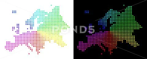 Spectrum Pixelated Europe Map Stock Illustration ~ #91238096