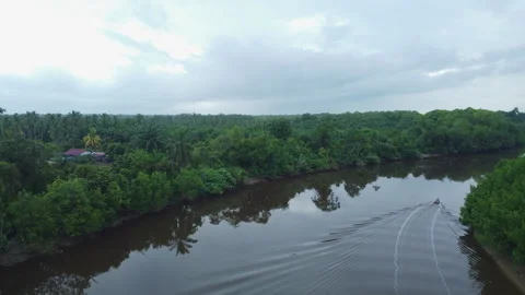 Speed boat over the river in Rompin Paha... | Stock Video | Pond5
