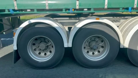 Speed Motion of Semi Truck Wheels Spinni... | Stock Video | Pond5