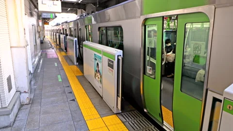 Speed ramp of Metro Train on JR Yamanote... | Stock Video | Pond5