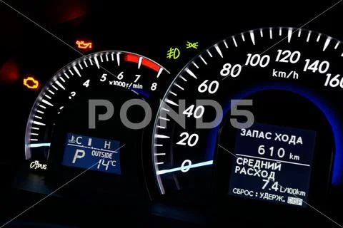 Speedometer and tachometer on the dashboard of a car ~ Premium Photo ...