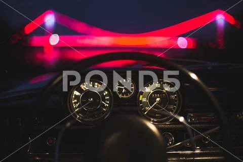 Speedometer system and control wheel of a car Stock Photo #128844545