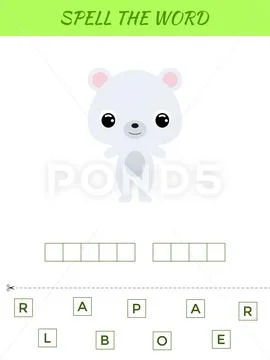 Spelling word scramble game template. Educational activity for kids ...