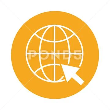 Sphere browser with mouse pointer block style icon ~ Clip Art #127871867