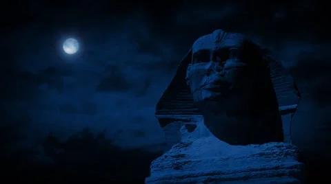 The Sphinx Statue At Night With Moon | Stock Video | Pond5
