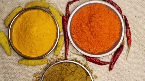 Spice top view. Assorted spices in bowl ... | Stock Video | Pond5