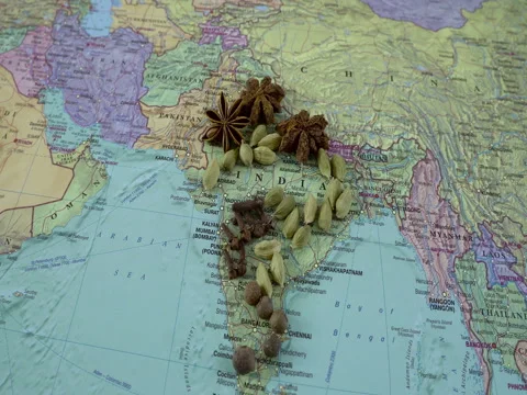 Spices on the map of India. Homeland spi... | Stock Video | Pond5