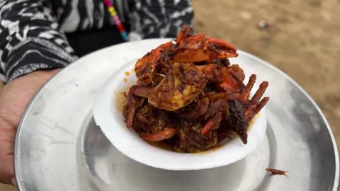 Spicy red crab prepared in a beach in Di... | Stock Video | Pond5