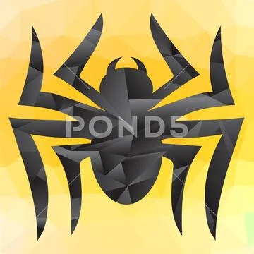 Spider Mosaic Silhouette Spider Grey Silhouette Isolated on Yellow ...