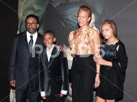 Spike Lee with his son Jackson, daughter Satchel and wife Tonya Lewis ...