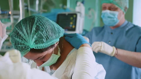 Spinal anesthesia injection, epidural an... | Stock Video | Pond5