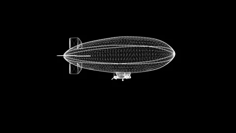 Spinning 3d wireframe blimp on plain bla... | Stock Video | Pond5