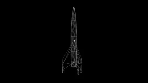 Spinning 3d wireframe rocket on plain bl... | Stock Video | Pond5
