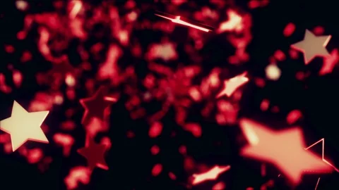 Spinning and glowing red stars on a blac... | Stock Video | Pond5