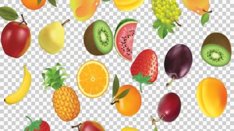 Spinning fruit- Animation with alpha | Stock Video | Pond5
