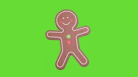 A spinning gingerbread man on a green sc... | Stock Video | Pond5