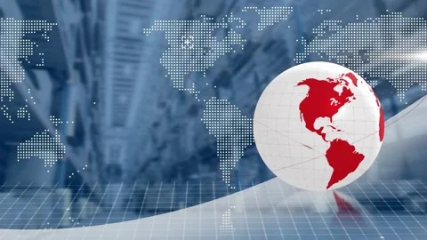 Spinning globe over world map against wa... | Stock Video | Pond5