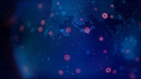 Spinning globe world map and hexagon sha... | Stock Video | Pond5