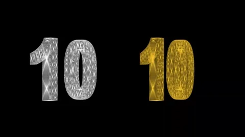 Spinning silver and gold 3d Number 10 on... | Stock Video | Pond5