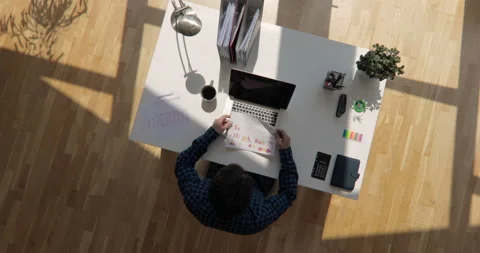 Spinning top view shot of an office work... | Stock Video | Pond5