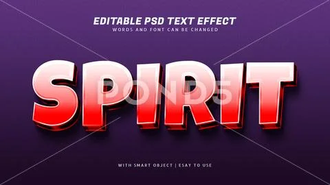 Spirit 3d red text effect editable ~ PSD Template #234430232
