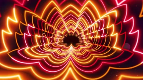 Spiritual Red Orange Lotus Flower Lines ... | Stock Video | Pond5