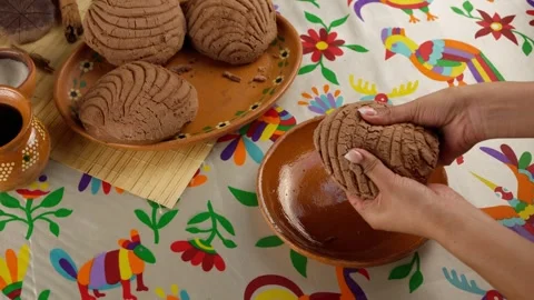 Split in half a mexican concha with your... | Stock Video | Pond5