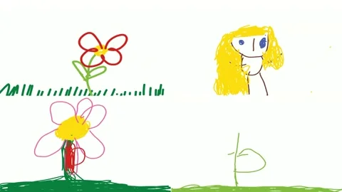 Split screen. Collage of child drawing p... | Stock Video | Pond5