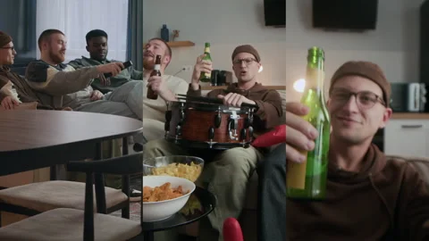 Split Screen of Male Friends Drinking Be... | Stock Video | Pond5